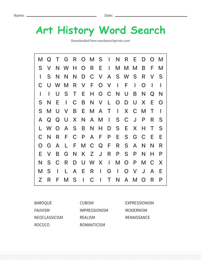 Artists Word Search Puzzles | Word Search