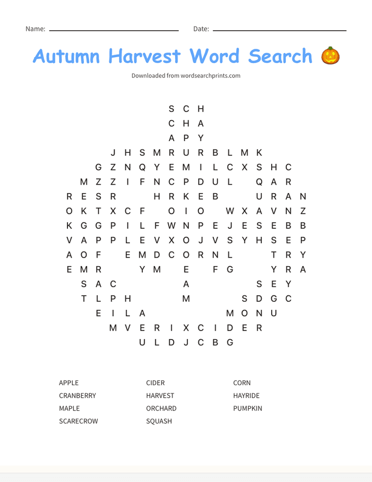 Fall Word Search Puzzles | Word Search