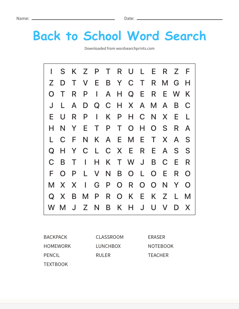 Elementary Word Search Puzzles | Word Search