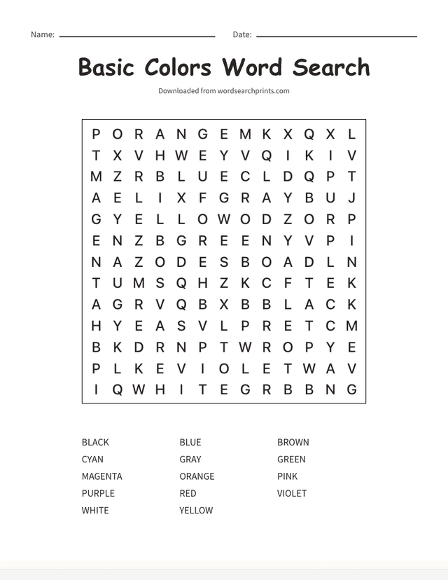 Color Words Word Search Puzzles | Word Search