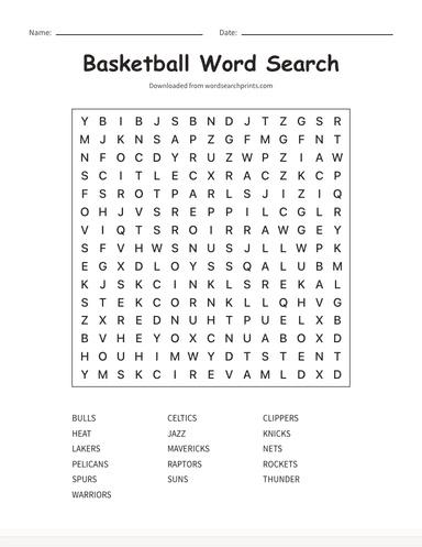 Basketball Word Search Puzzles | Word Search
