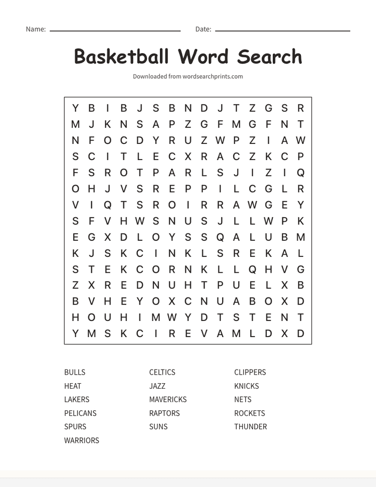 Basketball Word Search Puzzles | Word Search