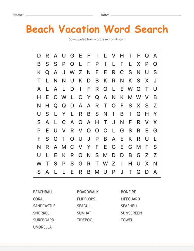 Sea Life Word Search Puzzles | Word Search