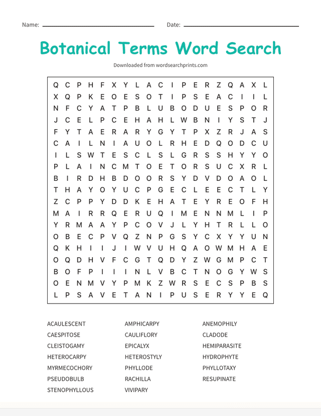 Plant Word Search Puzzles | Word Search