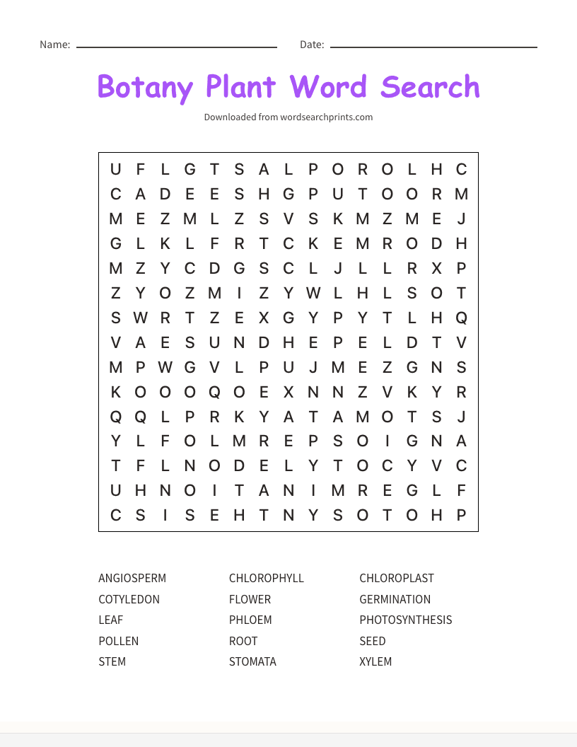 Plant Word Search Puzzles | Word Search