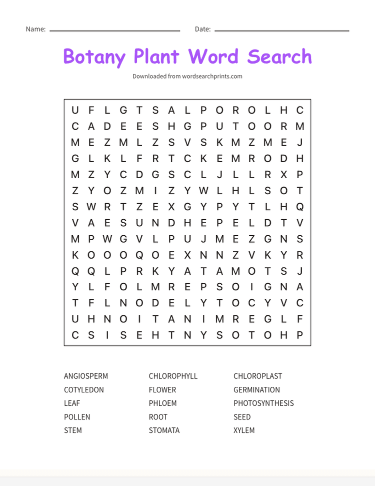 Plant Word Search Puzzles | Word Search