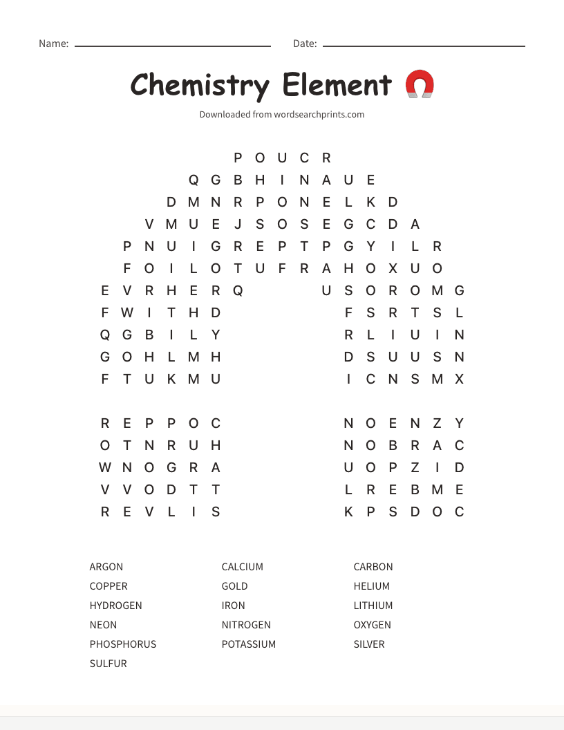 Chemistry Word Search Puzzles | Word Search