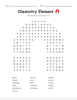 Periodic Table Word Search Puzzles | Word Search