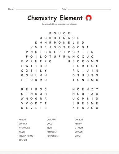 Chemistry Word Search Puzzles | Word Search