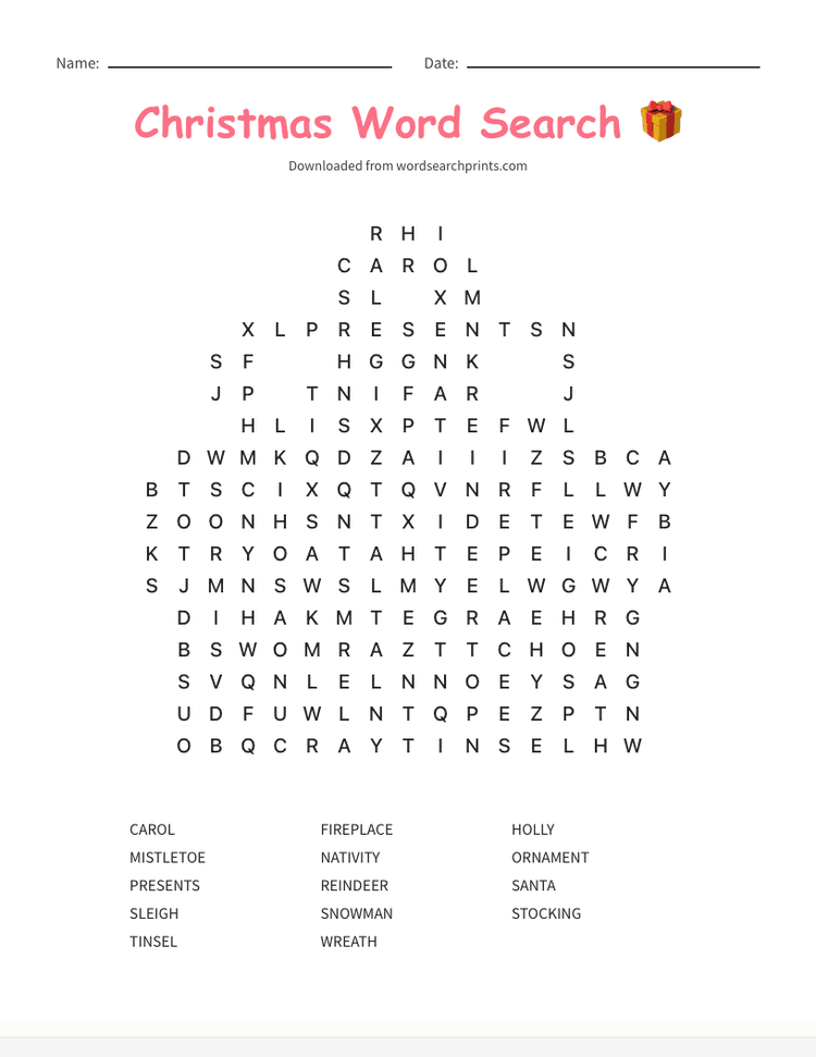 Christmas Word Search Puzzles | Word Search