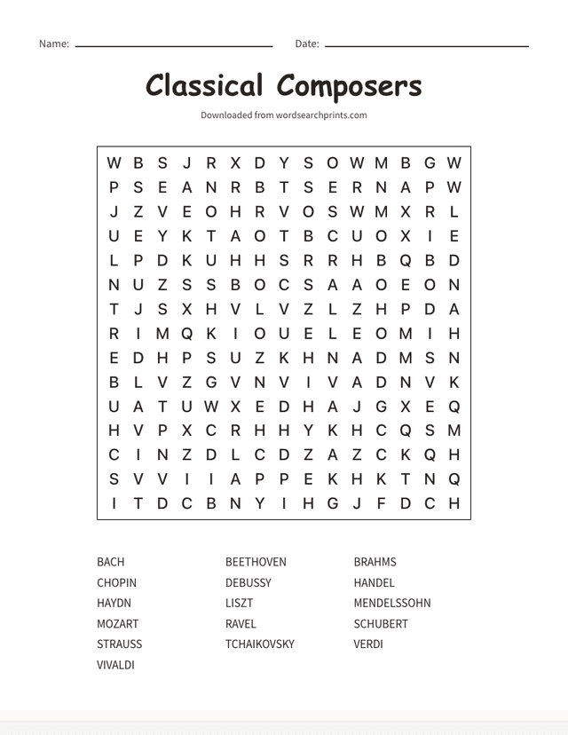 Music Word Search Puzzles | Word Search