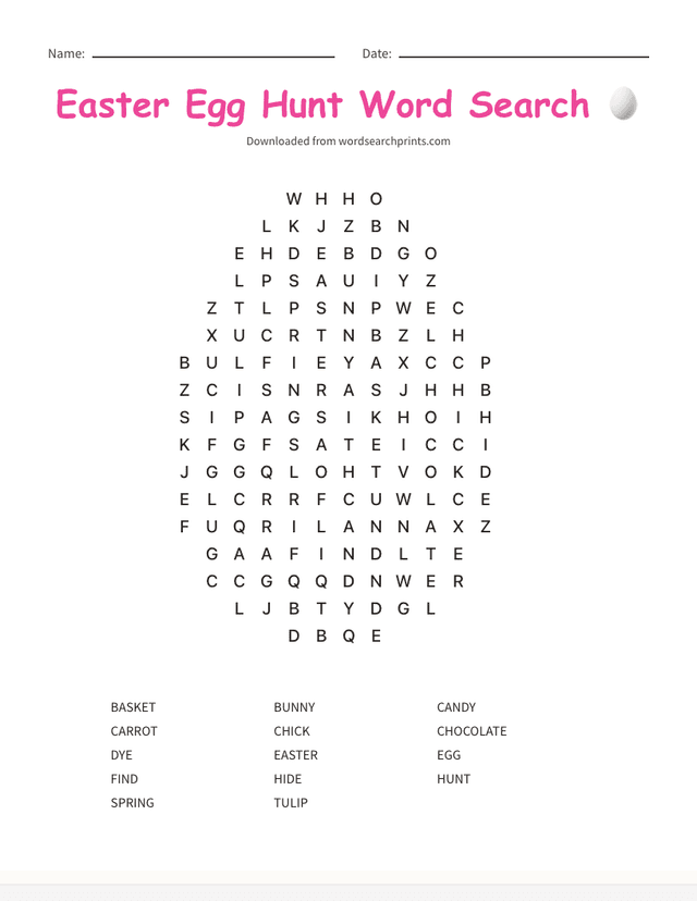 Easter Egg Word Search Puzzles | Word Search