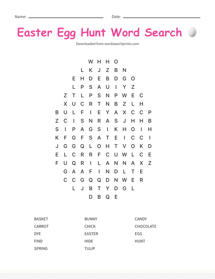 Easter Egg Word Search Puzzles | Word Search