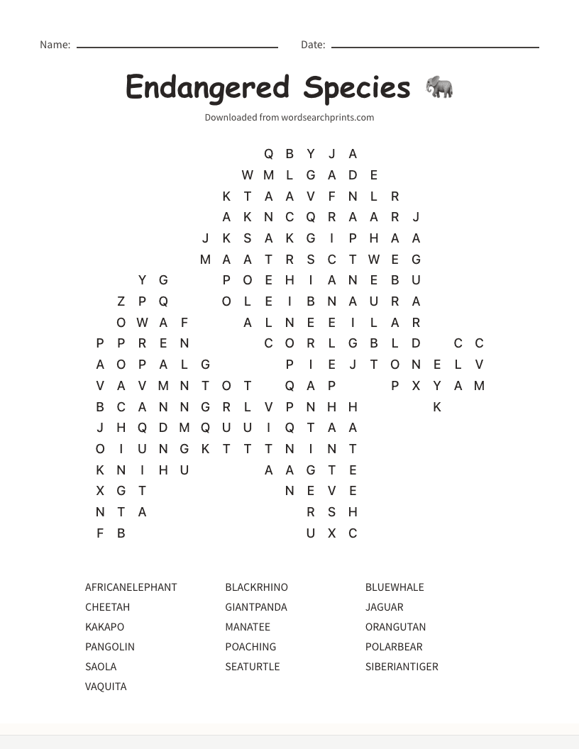 Animals Word Search Puzzles | Word Search