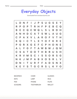 Kindergarten Word Search Puzzles | Word Search
