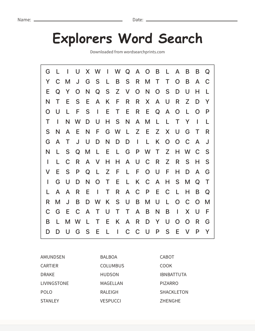 Middle School Word Search Puzzles | Word Search