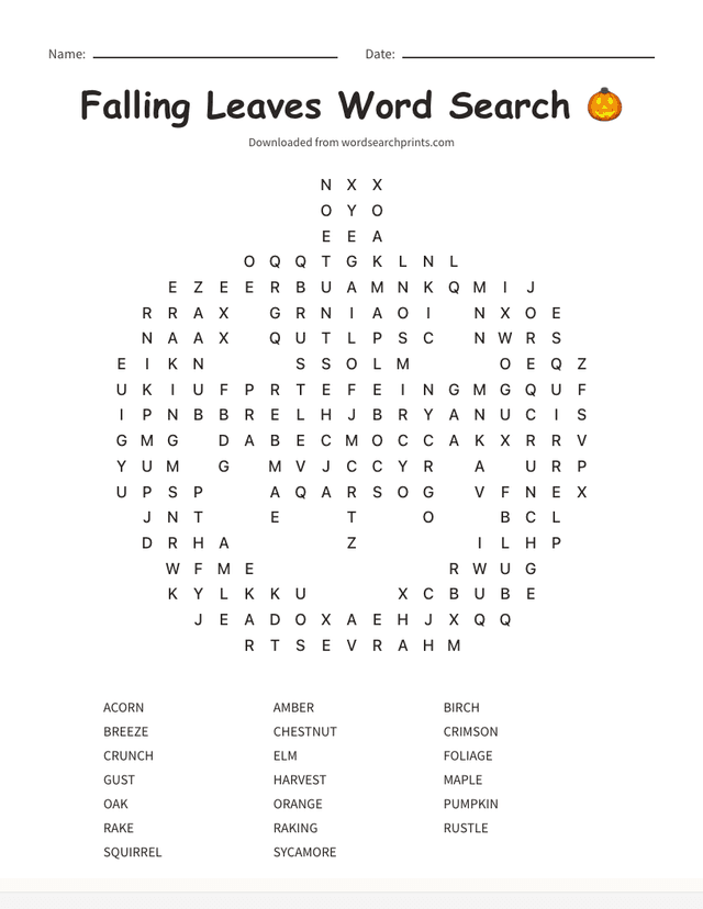Fall Word Search Puzzles | Word Search