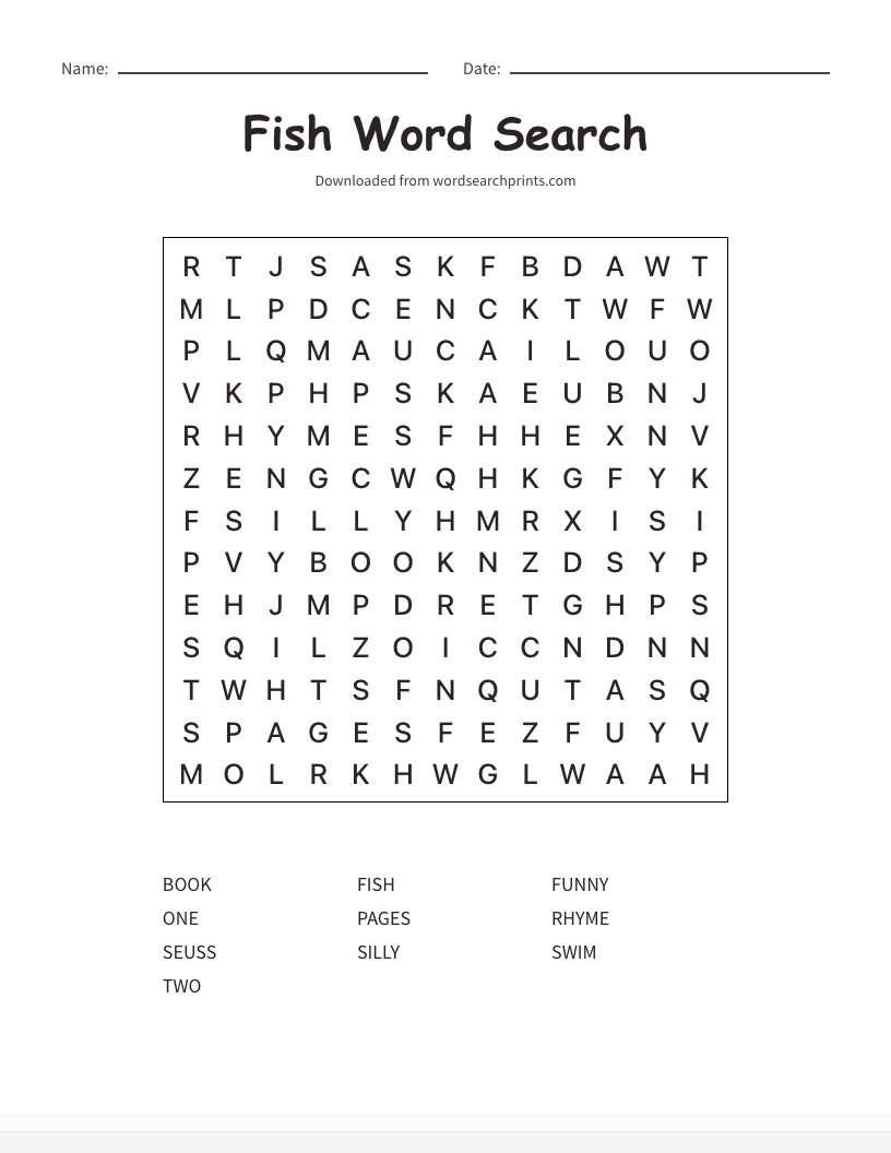 Dr Seuss Word Search Puzzles | Word Search