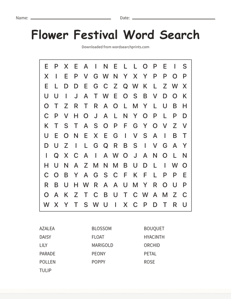 Flowers Word Search Puzzles | Word Search