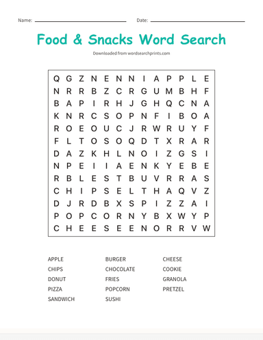 Fruits Word Search Puzzles | Word Search