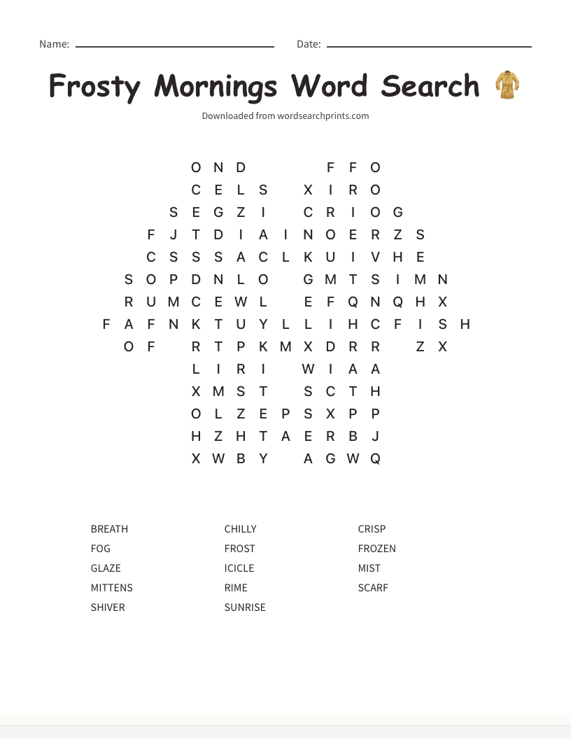 Snow Word Search Puzzles | Word Search