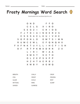 Snow Word Search Puzzles | Word Search