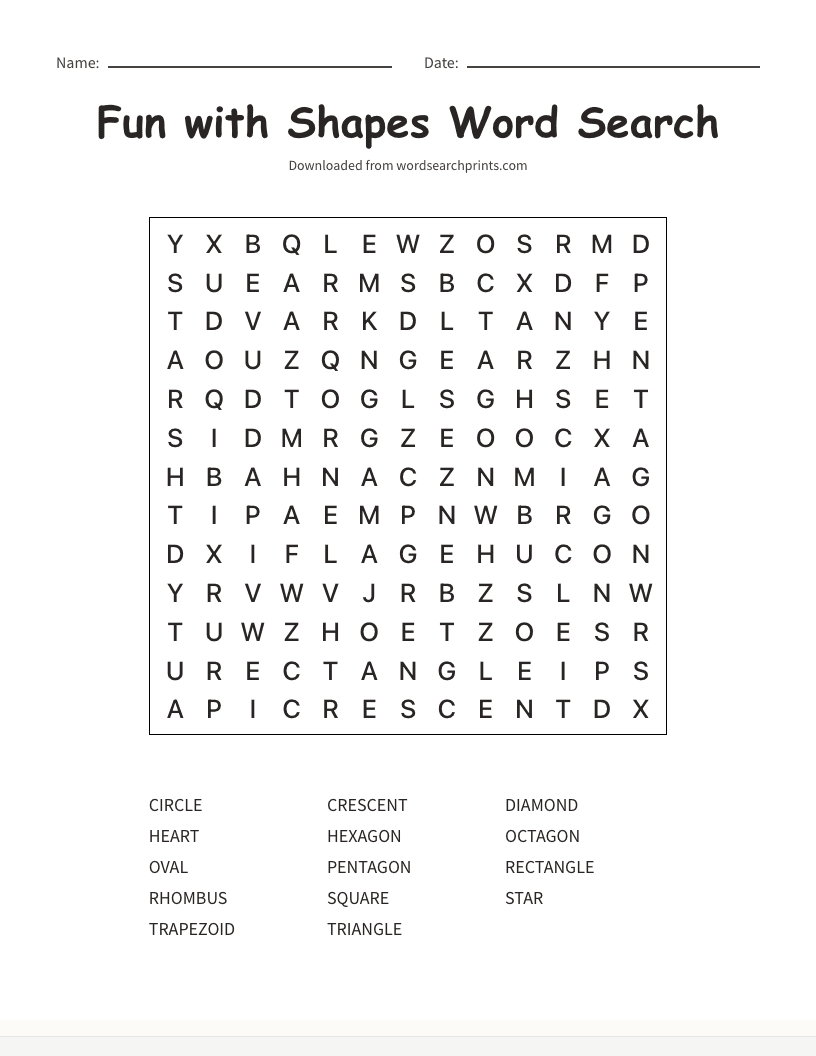 Elementary Word Search Puzzles | Word Search
