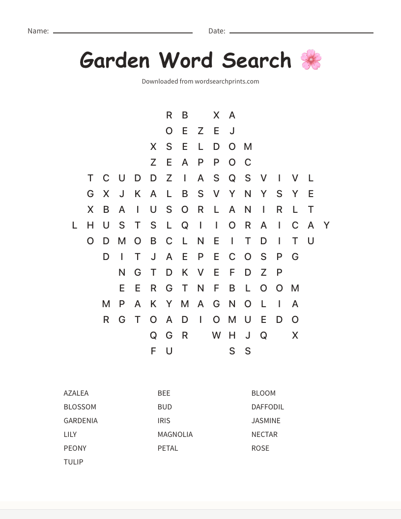 Garden Word Search Puzzles | Word Search