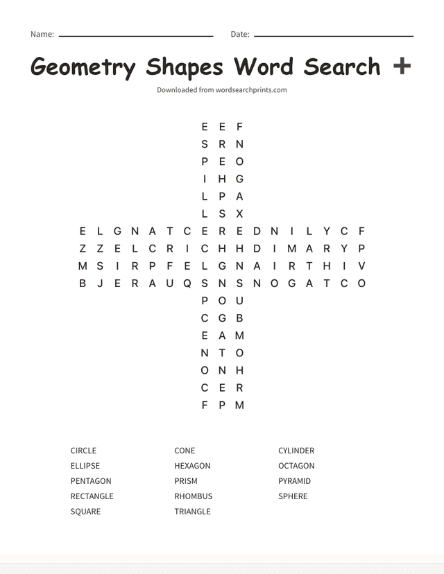 Geometry Word Search Puzzles | Word Search