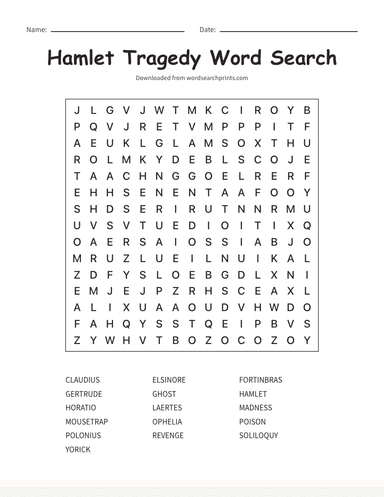 Shakespeare Word Search Puzzles | Word Search