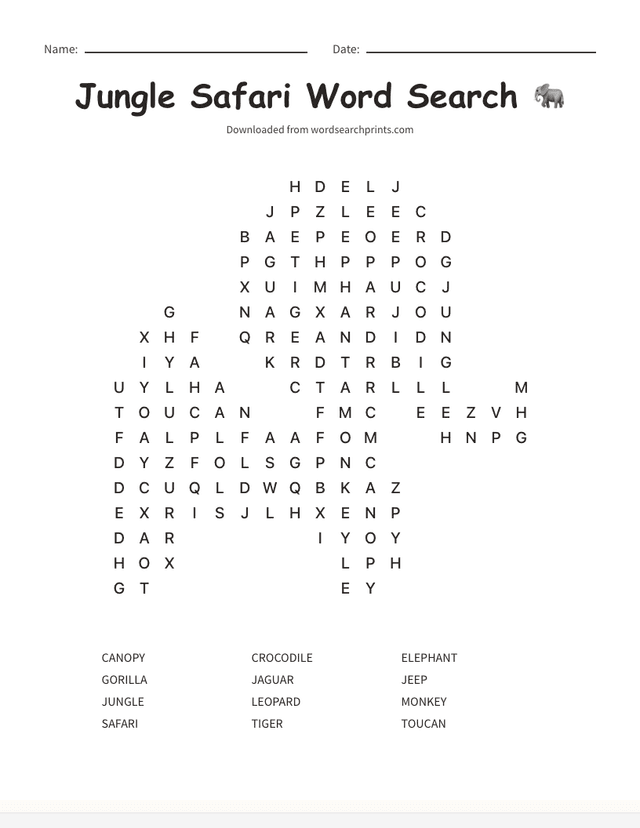 Wildlife Word Search Puzzles | Word Search