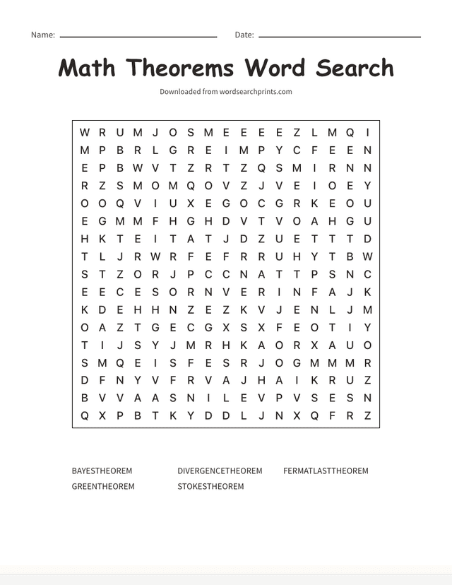 Algebra Word Search Puzzles | Word Search