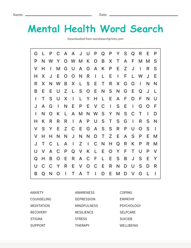 Mindfulness Word Search Puzzles | Word Search