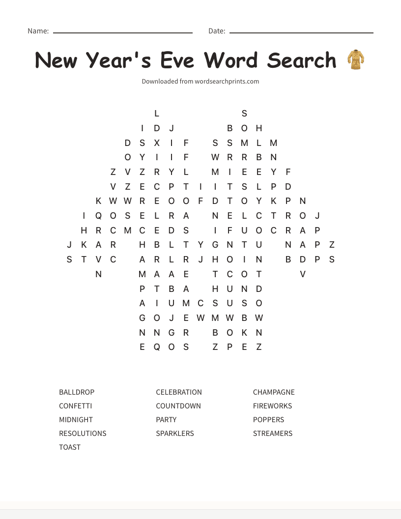 New Year Word Search Puzzles | Word Search