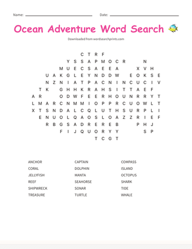 Ocean Word Search Puzzles | Word Search