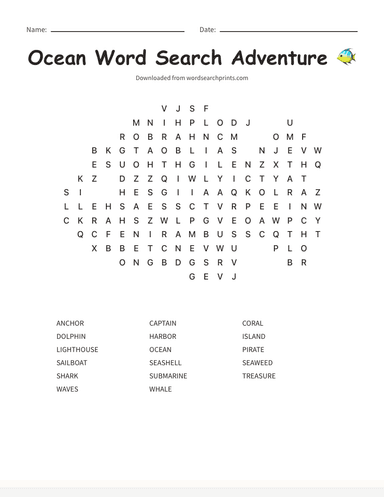 Ocean Word Search Puzzles | Word Search