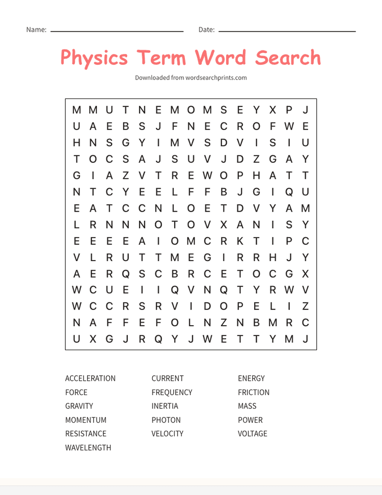 Science Word Search Puzzles | Word Search