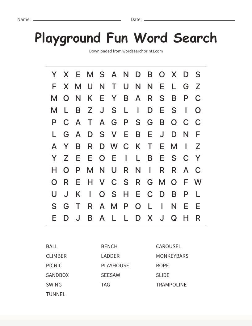 Kindergarten Word Search Puzzles | Word Search