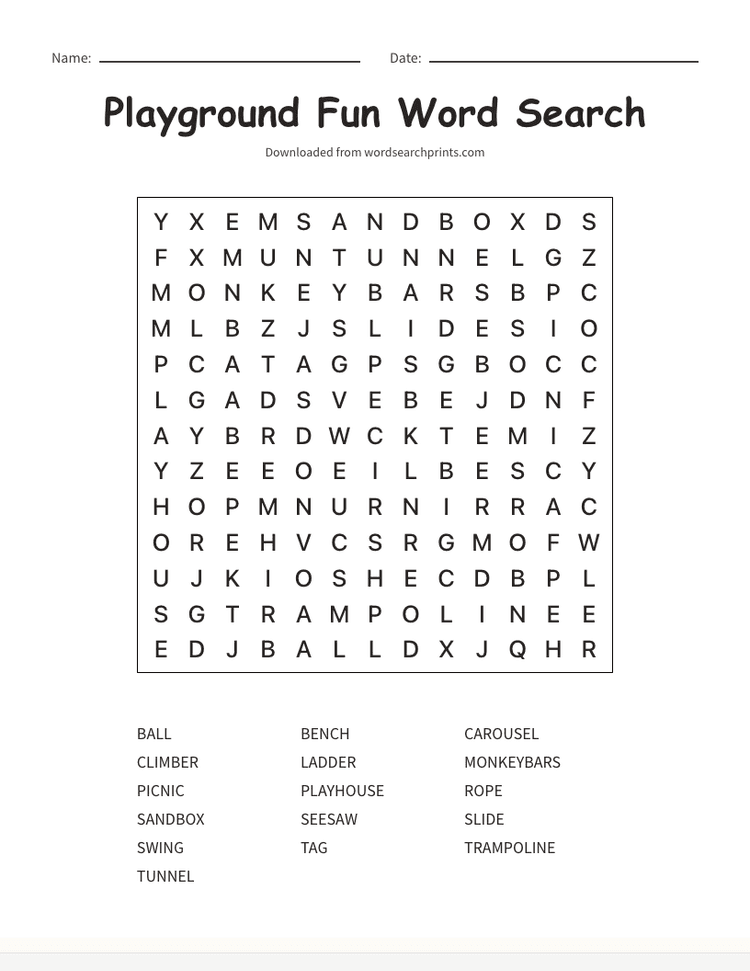 Kindergarten Word Search Puzzles | Word Search