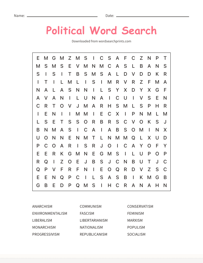 Social Studies Word Search Puzzles | Word Search