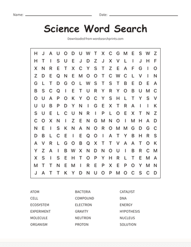 Chemistry Word Search Puzzles | Word Search