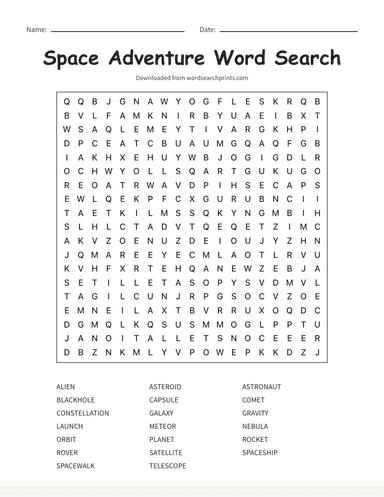 Astronomy Word Search Puzzles | Word Search