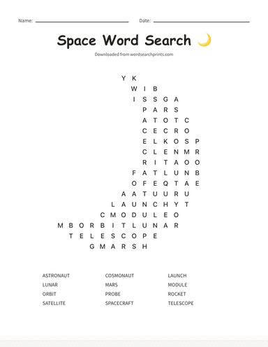 Space Word Search Puzzles | Word Search