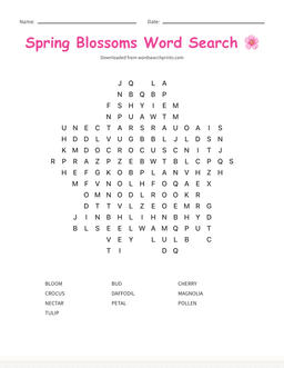 Spring Word Search Puzzles | Word Search