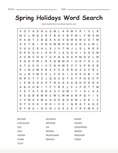 Passover Word Search Puzzles | Word Search