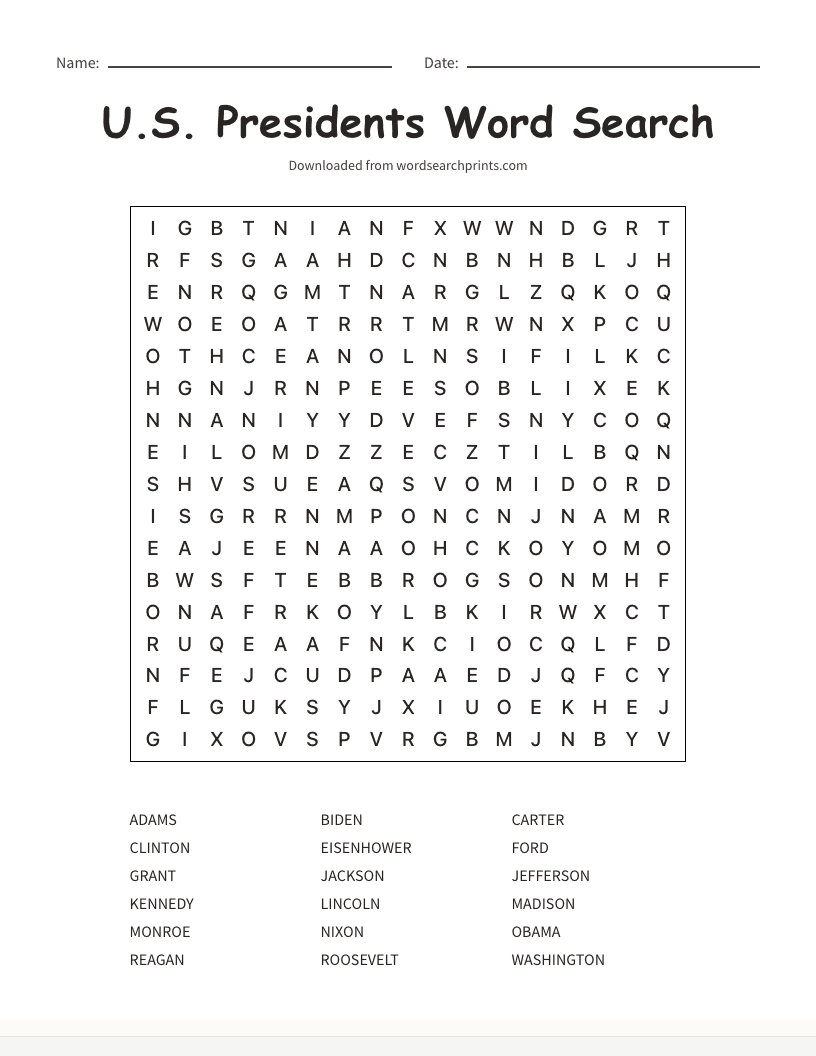 Government Word Search Puzzles | Word Search