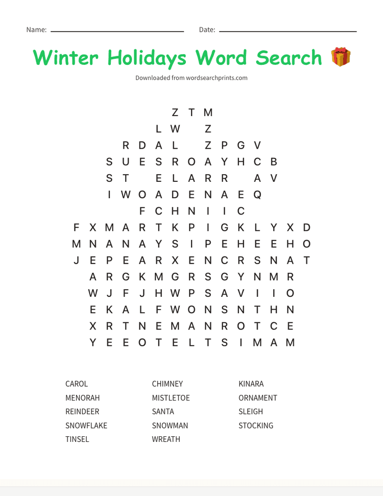 Holiday Word Search Puzzles | Word Search