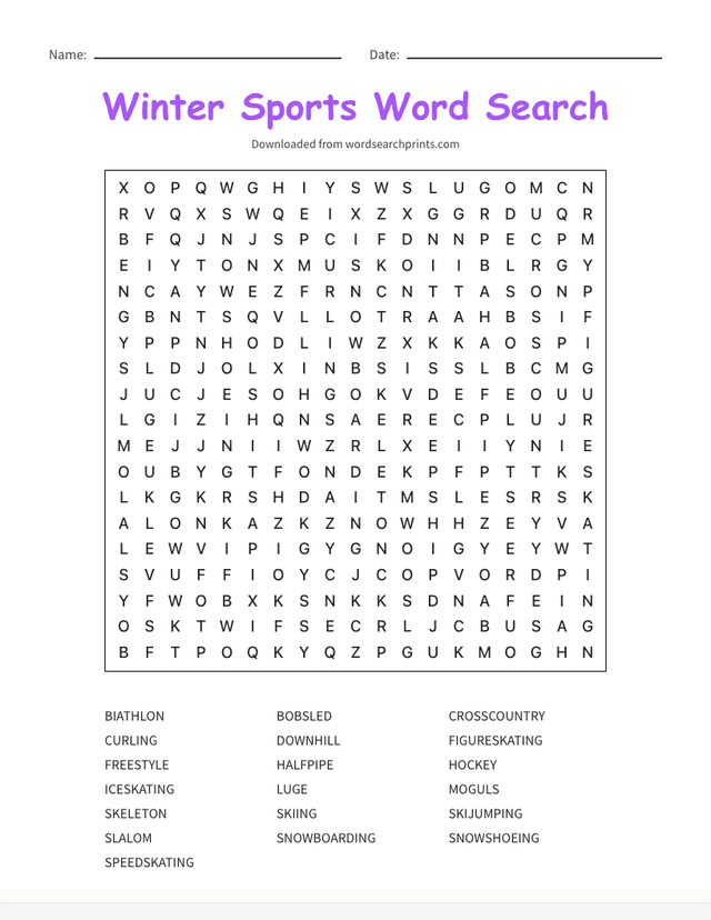 Olympic Sports Word Search Puzzles | Word Search