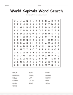 Capital Cities Word Search Puzzles | Word Search