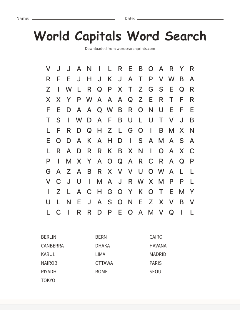 Middle School Word Search Puzzles | Word Search